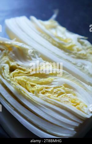 sliced napa cabbage on the stone board. Fresh veggies texture Stock ...