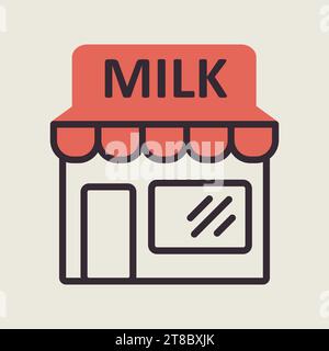 Dairy store facade vector icon. Dairy product sign. Graph symbol for ...