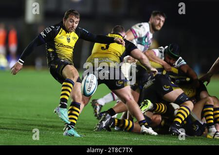 Newport, UK. 18th Nov, 2023. Max Nagy of the Ospreys looks on. United ...