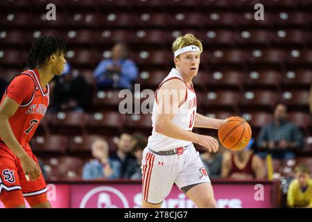 St. John's guard Simeon Wilcher (7) stands on the court during the ...