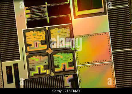 silicon chip wafer reflecting blue colors background Stock Photo - Alamy