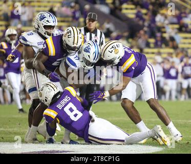 LSU defensive back Major Burns (8) lines up for the snap during an NCAA ...