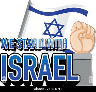 Illustrated cartoon-style image showing support for Israel with text ...