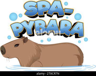 A hilarious cartoon illustration featuring a capybara in a spa-themed ...