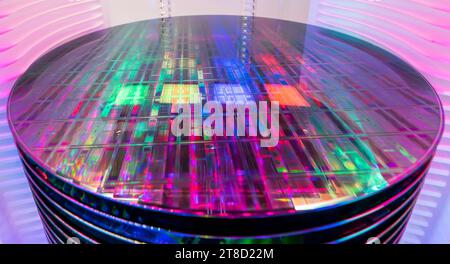 patterned silicon wafers in a universal pod. Electronic circuit designs ...