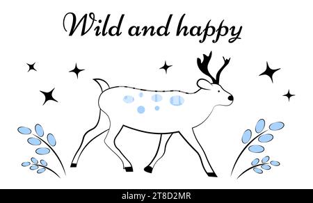 Black and white line art of deer head. Good use for symbol, mascot ...