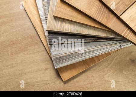Stack of various construction sample wood boards Stock Photo - Alamy
