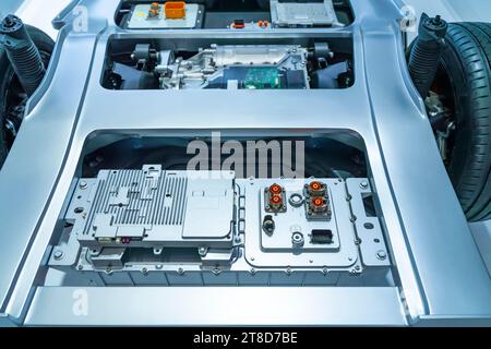 Chassis of the electric car with powertrain and power connection ...