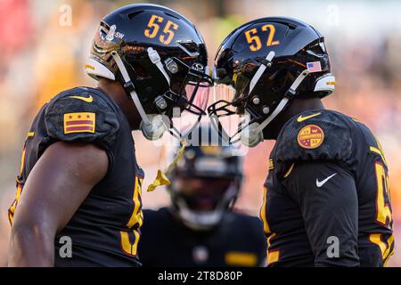 Washington Commanders defensive end KJ Henry (55) after an NFL football ...