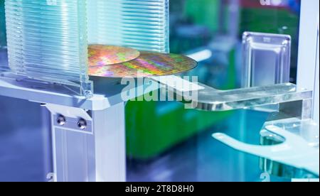 Silicon Wafers and Microcircuits with Automation system control application on automate robot ...