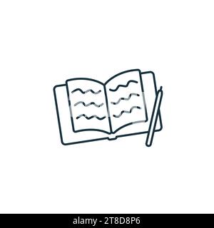Journaling icon. Monochrome simple sign from mental health collection ...