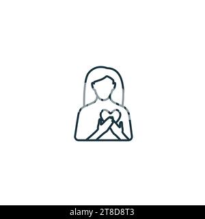 Self-compassion outline icon. Monochrome simple sign from mental health ...