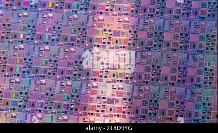 Silicon wafer semiconductor with neon color, integrated circuits to ...