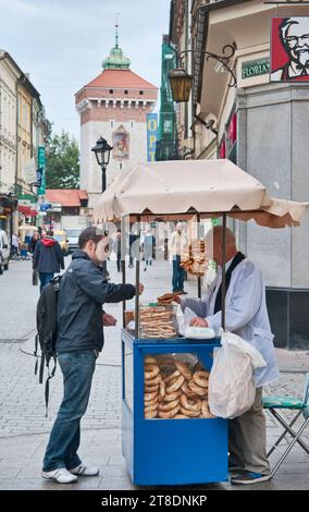 Pretzel stall on Florianska Street in Krakow, Poland Stock Photo - Alamy
