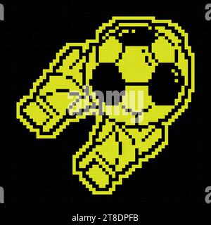 Pixel icon. Goalkeeper gloved hands. Football goalie gear to protect ...