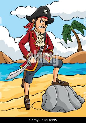Pirate Captain Colored Cartoon Illustration Stock Vector Image & Art ...