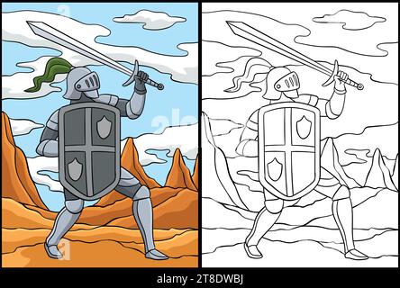 Knight Attacking Pose Cartoon Colored Clipart Stock Vector Image & Art ...