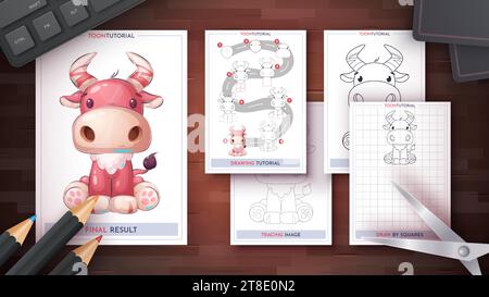 How to Draw a Bull. Step by Step Drawing Tutorial. Draw Guide. Simple ...