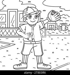 Baseball Pitcher Coloring Page for Kids Stock Vector Image & Art - Alamy