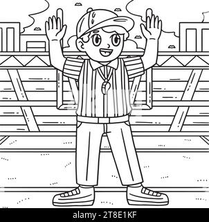 American Football Player and Referee Coloring Page Stock Vector Image ...