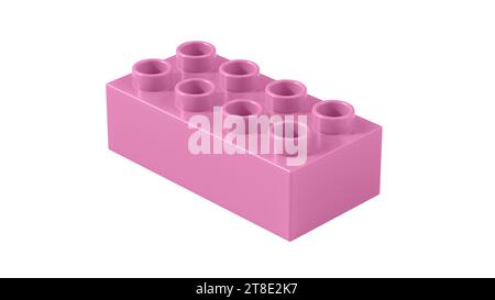 Fuchsia Plastic Lego Block Isolated on a White Background. Children Toy ...
