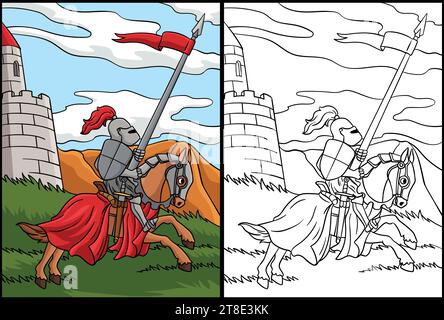 Knight Joust Cartoon Colored Clipart Illustration Stock Vector Image ...