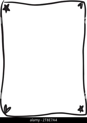 Star frame border, hand drawn vertical abstract decorative vintage ...