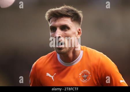 Jake Beesley #18 of Blackpool during the pre-game warmup ahead of the ...