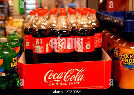 Copenhagen, Denmark /20 November 2023/.Coca cola plastic bottles ...