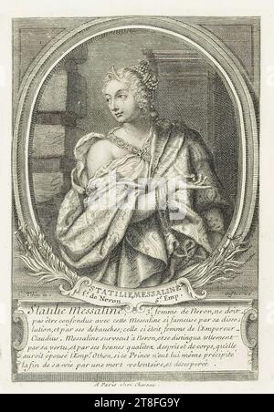 Statilia Messalina, wife of Nero, Emperor of Rome. Line engraving, 16 ...
