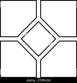 Ceramic tile paving slab contour outline line icon black color vector ...