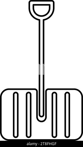Winter shovel contour outline line icon black color vector illustration ...