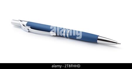 New blue modern ballpoint pen isolated on white Stock Photo - Alamy