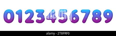 3D numbers plastic violet from 0 to 9. Vector illustration Stock Vector ...