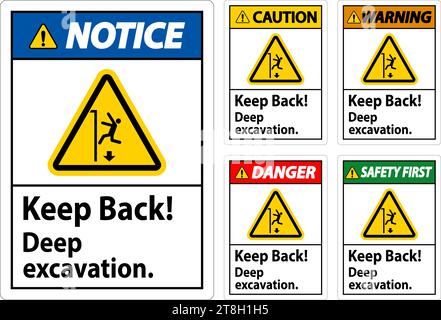 Danger Sign Keep Back Deep Excavation Stock Vector Image & Art - Alamy