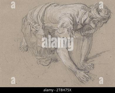 NICOLAS LANCRET, Man crouching on all fours on the floor, boy playing ...