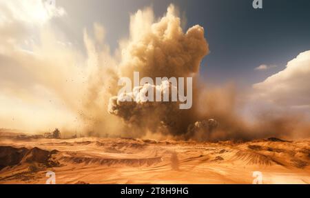 Dust storm after Detonator blasting on the construction site Stock ...
