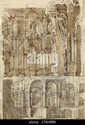 Antonio Galli Bibiena Two different architectural designs strained on ...