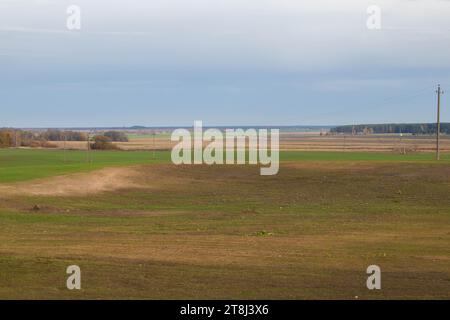 Endless steppe in the valley at the foot of the mountains, bathed in ...