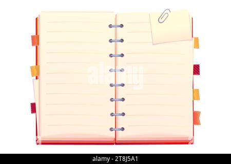 Diary, note book in cartoon style top view isolated on white background ...