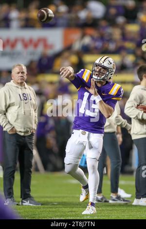 LSU quarterback Garrett Nussmeier (18) looks to pass in the first half ...