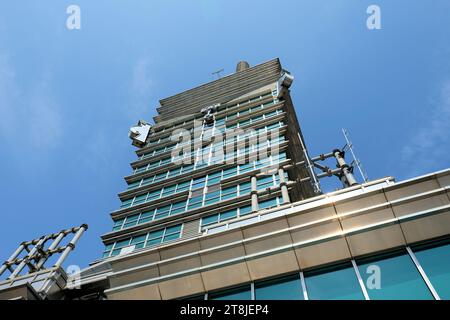 Top of the Taipei 101 skyscraper, as seen from the open air observation ...