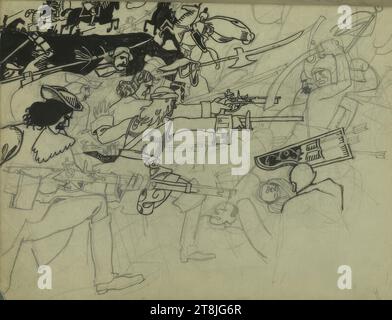 Franz Wacik Battle scene. Pencil; Ink in black 1915 , 1915 Stock Photo ...