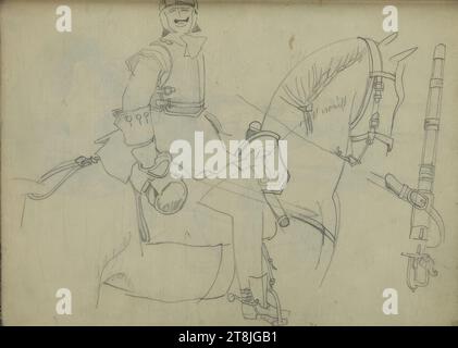 Franz Wacik Soldier on horseback; Detail of the sword. Pencil 1915 ...