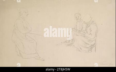 Matthias Rudolf Toma Three seated people. Pencil Stock Photo - Alamy