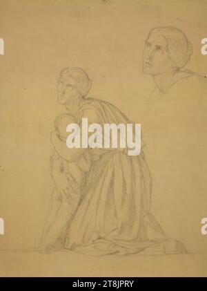 Hippolyte Flandrin Mother with child. Pencil 1858 , 1858 Stock Photo ...