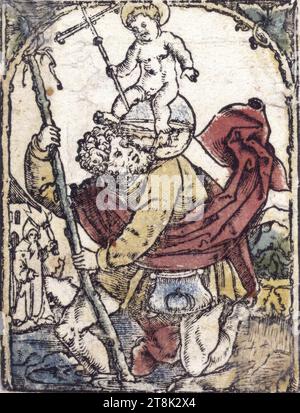 Saint Christopher. Woodcut Stock Photo - Alamy