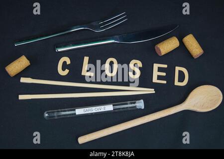 Corona test tubule with cutlery, wooden spoon, chopsticks, stopper ...