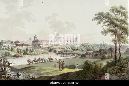 Ferdinand Runk Abbey Lambach. Etching, colored around 1810 Stock Photo ...