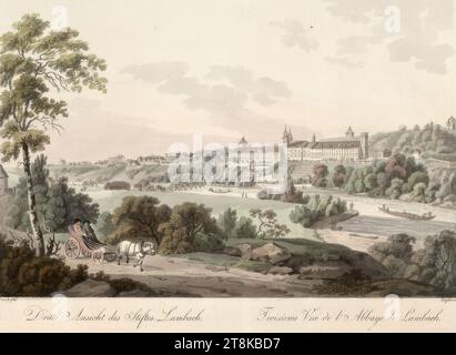 Ferdinand Runk View of the Lambach Abbey. Etching, colored around 1810 ...
